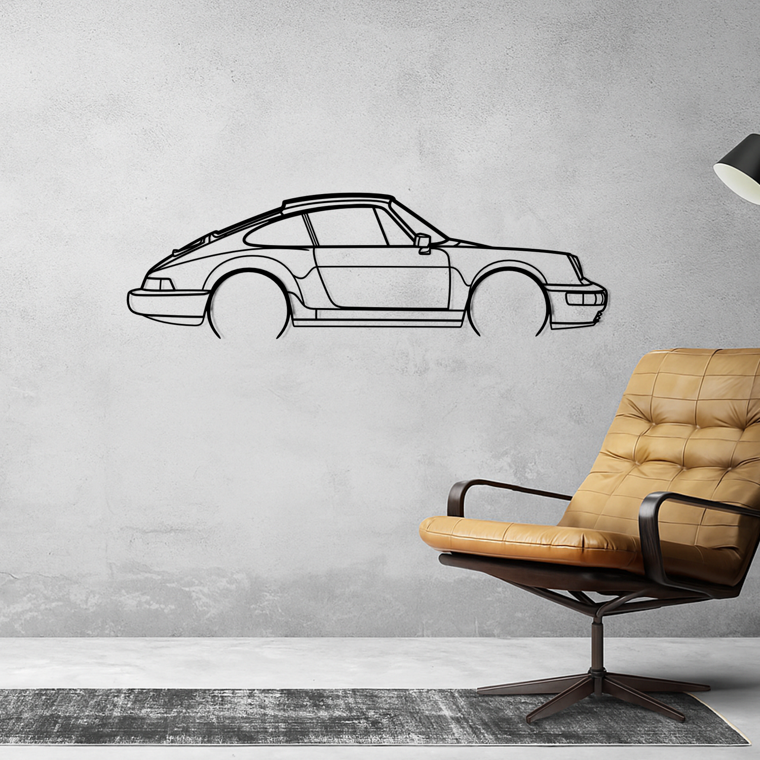 Porsche 911 964 Carrera (1989-1994) - Seitenansicht - Metallsilhouette