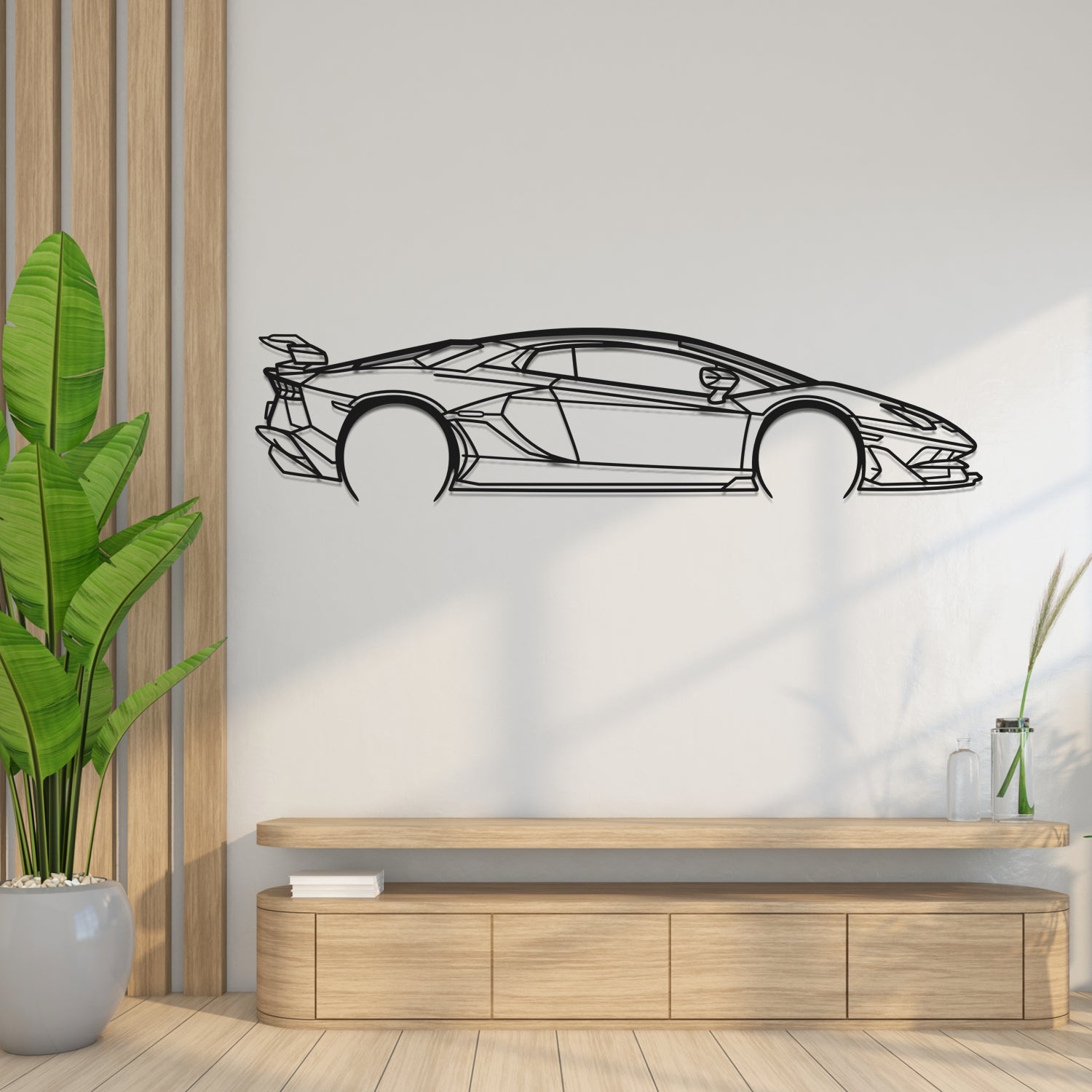 Lamborghini Aventador SVJ - Perspetiva Lateral - Silhueta de Metal