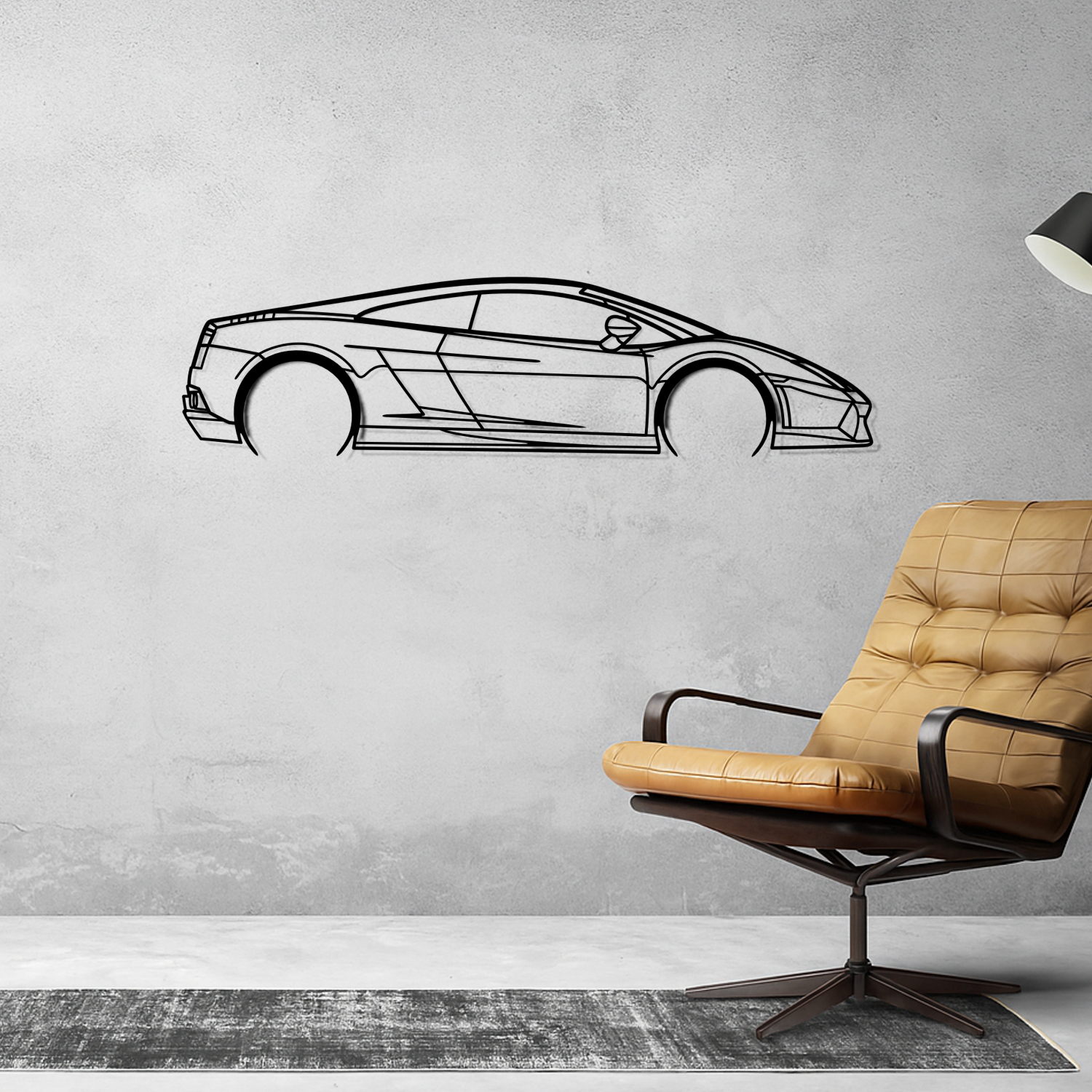 Lamborghini Gallardo (2003-2013) - Side View - Metal Silhouette
